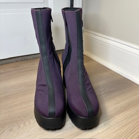 Nista | Shoes | Miista Platform Block Heel Boots Purple Zip Up Chunky ...